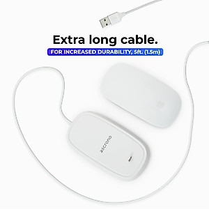 Ascrono - Charging Station Compatible with Apple Magic Mouse 2 - White - Perfect Accessories | Usable As Charging Dock, Stand & Charger | Includes 5ft (1.5m) USB-A Cable