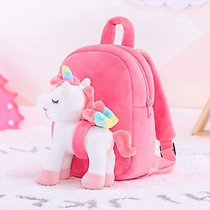 Lazada Unicorn Toddler Backpack Stuffed Unicorn Toys Kids Backpacks with Toy White 9.5"
