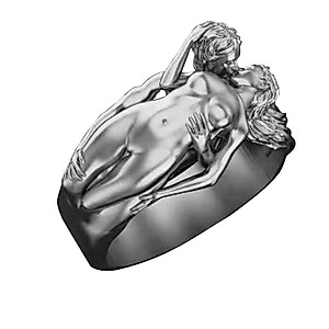 Cool Rings for Boys Series Rings Couple Women Day Valentine's Men Ring Love Exaggerated Gift And Rings Ring Lot (Silver, 8)