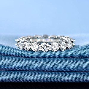 Gemsme 18K White Gold Filled Cubic Zirconia Eternity Band Ring for Women (8)