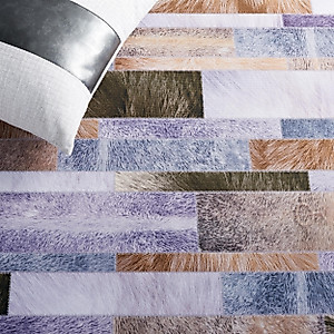 SAFAVIEH Faux Hide Collection Area Rug - 9' x 12', Beige & Purple, Rustic Modern Glam Design, Non-Shedding & Easy Care, Machine Washable Ideal for High Traffic Areas in Living Room, Bedroom (FAH515A)