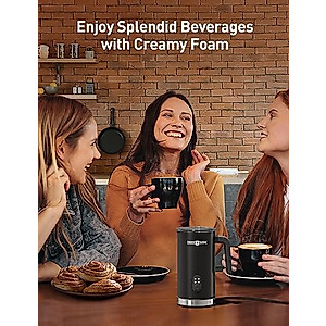 Milk Frother and Steamer, Paris Rhône Electric Milk Frother 300ML, 4 in 1 Hot & Cold Foam Maker for Latte, Cappuccino, Coffee, Hot Milk, Macchiato, Milk Warmer, BLack