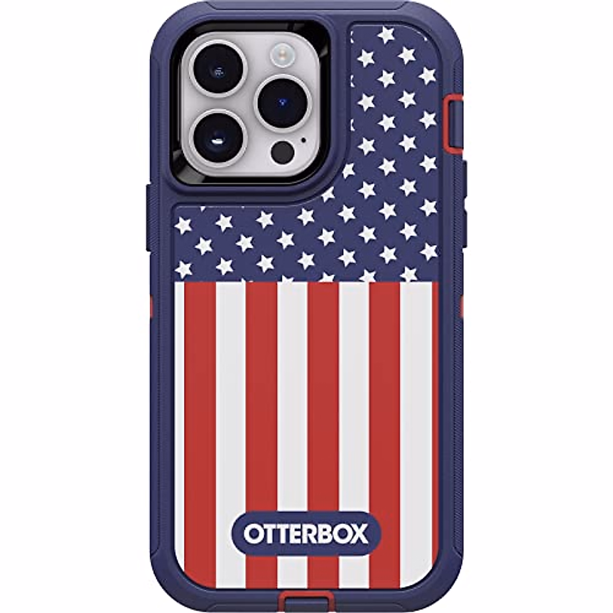 OtterBox iPhone 14 Pro Max (ONLY) Defender Series Case - AMERICAN FLAG, rugged & durable, with port protection, includes holster clip kickstand