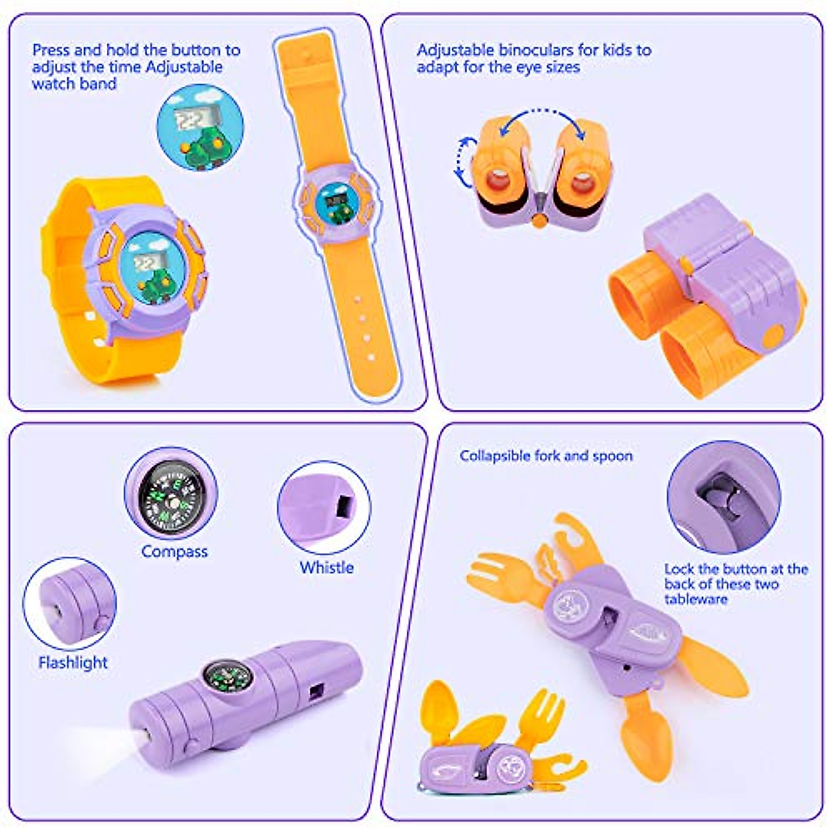 Kids Camping Tent Set Toys, MIBOTE 45pcs Pop Up Play Tent with Camping Gear Indoor Outdoor Pretend Play Set for Toddler Boys Girls - Including Telescope