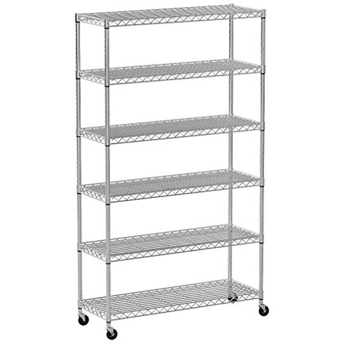 PayLessHere 6 Tier Commercial Grade Wire Shelving Unit Metal Shelf organizer Heavy Duty Storage Unit Wire Rack NSF Certification 2100LBS Capacity with Wheels-18x48x72