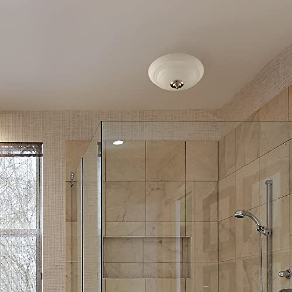 Lift Bridge Kitchen & Bath Decorative Round 70 CFM Bathroom Ceiling Ventilation & Exhaust Fan with Light and Glass Globe, Quiet 2.0 Sones Bath Fan