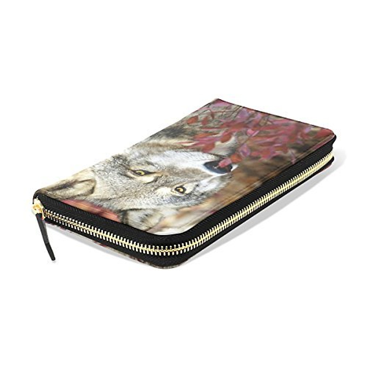 Womens Wolf Pattern Long Wallet & Purse Case Card Holder