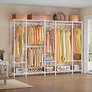 VIPEK V50i Extra Large Portable Closet Rack Bedroom Armoire Freestanding Wardrobe Closet, Heavy Duty Multi-Functional Metal Clothing Rack for Hanging Clothes, Max Load 1300lbs, White
