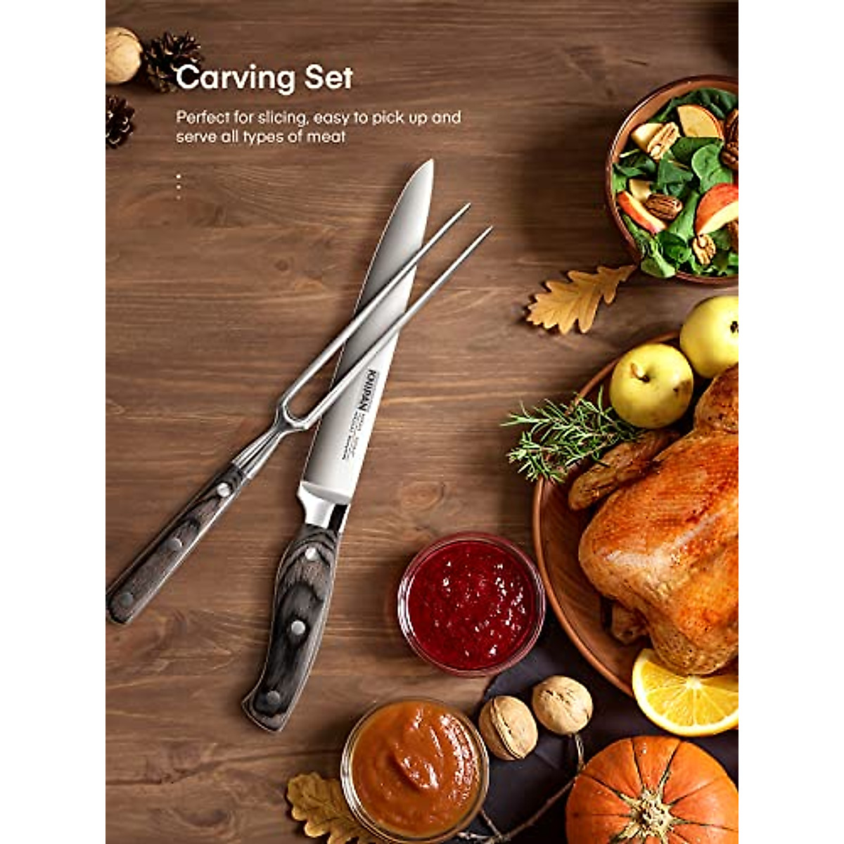 Knipan Kitchen Knife Set with Block, 16 Pieces Professional Stainless Steel Forged Chef Knife Block Set, Ultra Sharp Knives with Wood Handle, Black