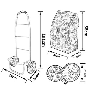 SH-gwtc Shopping Trolley,Foldable Shopping Cart 2 Wheels Climbing Trolly/Aluminum Alloy/Waterproof Shopping Bag/Collapsible Push Pull Carts,Bearing Capacity :40 Kg (Color : B)