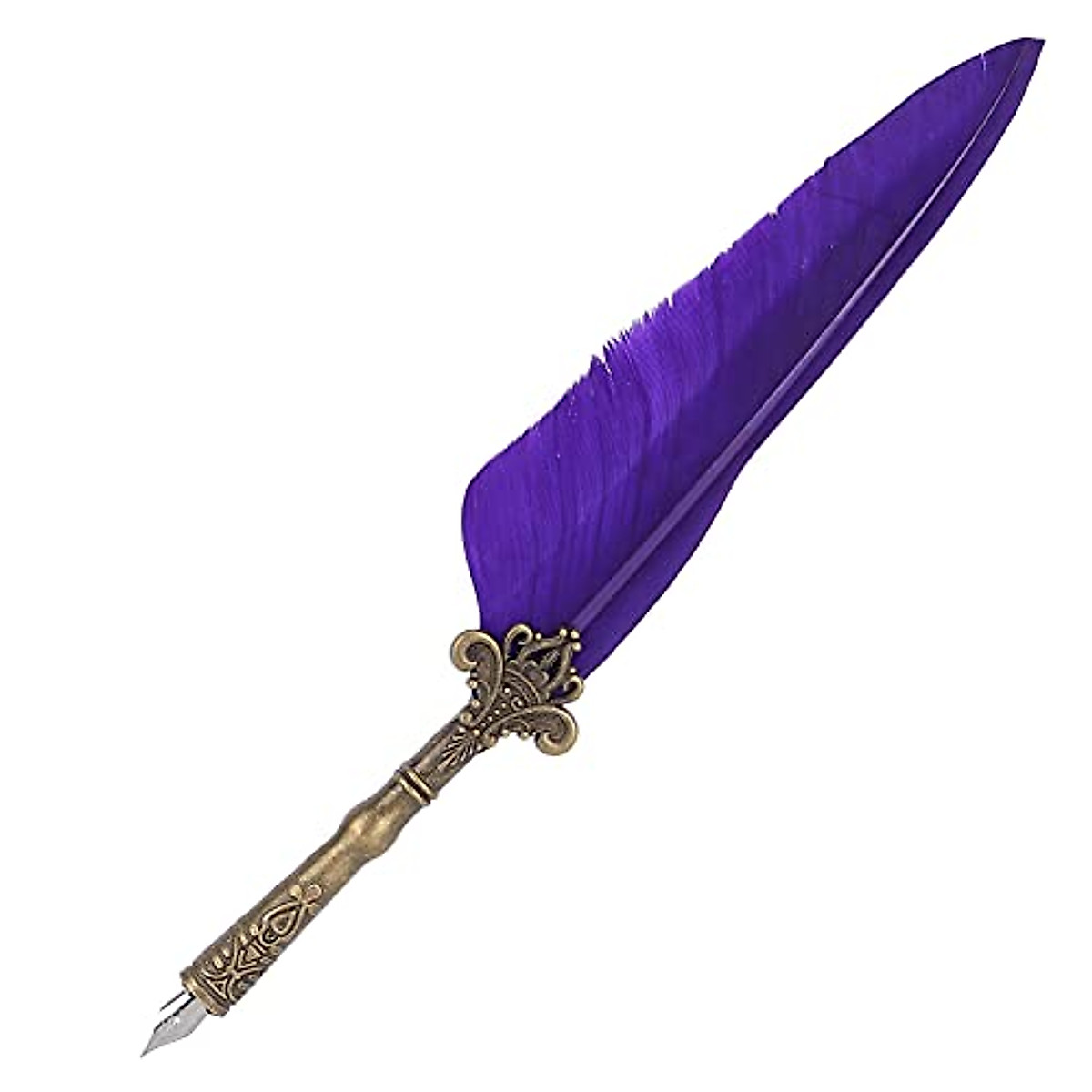 Hztyyier 5 Bottles Colorful ink Writing Gift Box Kit(Purple) Calligraphy Feather Pen Set Glass Ink Feather Fountain Pen with Replaceable Nib School Supplies