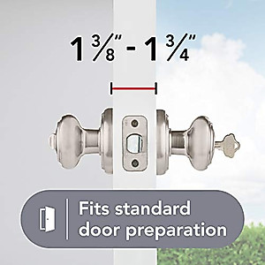 Baldwin Alcott, Entry Door Knob Handle with Keyed Lock Featuring SmartKey Re-key Technology and Microban Protection, in Satin Nickel