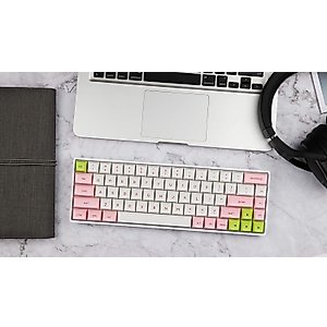 EPOMAKER SKYLOONG SK68S Hot-swap RGB Bluetooth5.1 Wireless/Wired Mechanical Keyboard with 1900mAh Battery, Dye-subbed PBT GSA Keycaps for Mac/Win/Android/iOS (Gateron Optical Red, Pink White)