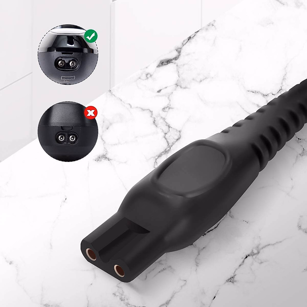 Replacement USB Charger Cable Compatible for Philips Norelco HQ850 5000 7000 3000 4100 6100 7500 8900 9300 9700 Series Beard Trimmer Electric Shaver Razor Charging Cable Power Cord