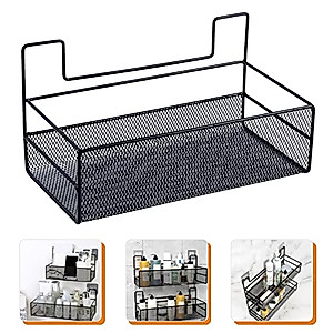 Angoily Laundry Metal Wire and Toiletries Storage Hanging Shelf Caddy Organizer Shelves Drilling Office Basket Room Kitchen Floating Conditioner Shampoo Home Mesh No Shower Bedroom Wall