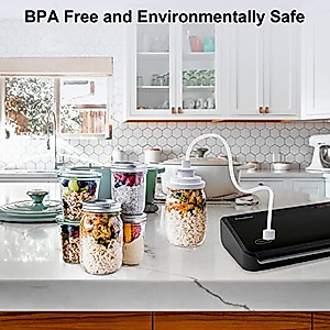 Liwin Jar Sealer and Accessory Hose Kit Compatible with Foodsaver Vacuum Sealer, Vacuum Sealer Kit for Regular & Wide-Mouth Mason Jar, Jars Sealing Hood with Hose and Jar Lids for Food Storage (White)