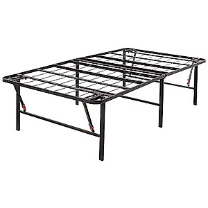 Amazon Basics Foldable Metal Platform Bed Frame with Tool Free Setup, 18 Inches High, Sturdy Steel Frame, No Box Spring Needed, Twin, Black