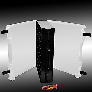 Double Sided Toy Storage Organizer Case for Hot Wheels Car, for Matchbox Cars, for Mini Toys, for Small Dolls. Carrying Box Container Carrier with 48 Compartments - Black (Box Only)