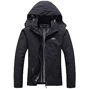 OTU Women's Waterproof Rain Jacket Lightweight Hooded Raincoat for Hiking Travel Outdoor Black M