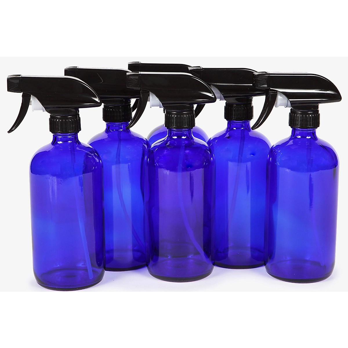 Vivaplex, 6, Large, 16 oz, Empty, Cobalt Blue Glass Spray Bottles with Black Trigger Sprayers …