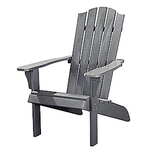 PolyTEAK Adirondack Chair, All Weather Outdoor Patio Furniture for Porches, Decks, and Pool Side, Element Collection, Grey