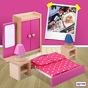 Premium Wooden Dollhouse Furniture Set –49PCS, 7 Rooms– Doll House Furniture and Accessories Set