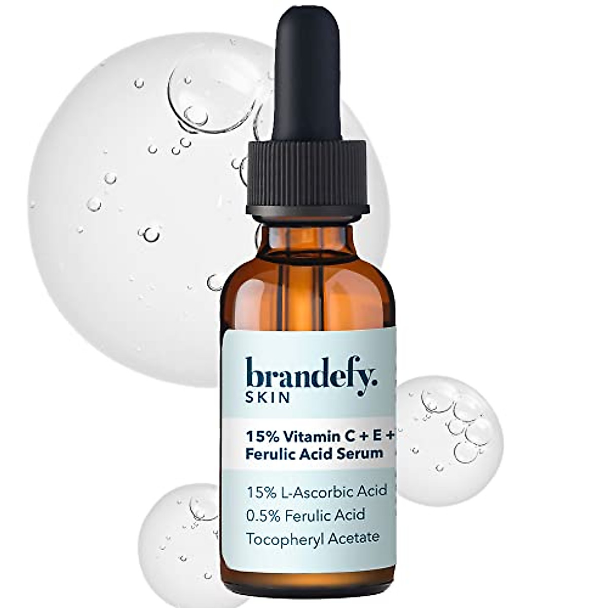 Brandefy Vitamin C Serum 15% L. Ascorbic Acid, Ferulic Acid .5% + Vitamin E, Self Care, Beauty Face Serum - Dark Spot Corrector, Anti Aging Face Care 1oz.