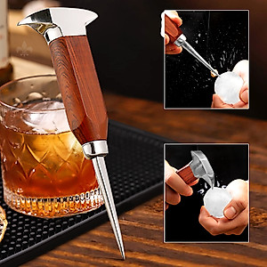 Ice Pick - 17cm / 7" Stainless Steel Ice Chipper with Wood Handle, Japanese Style Ice Crusher ideal for Bars, Bartender. Best Carving Tool (7 inch)