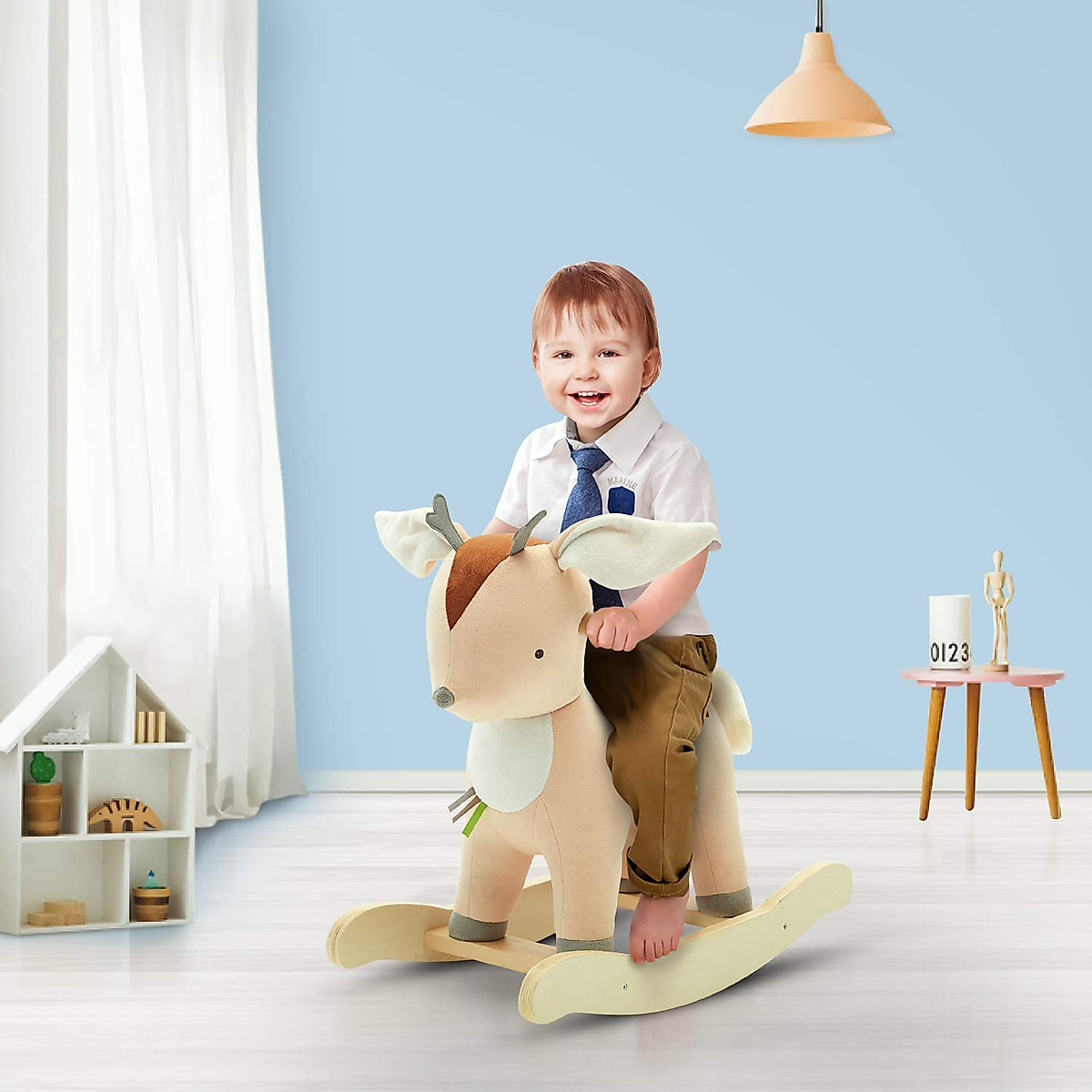 labebe 【New】 Baby Rocking Horse Plush, Male Fawn Rocker Toy for Child 1-3 Years, Rocking Horse/Fawn Rocking Horse/Deer Rocker/Reindeer Rocking Horse/Riding Horse/Stuffed Animal Rocker (NO Music)