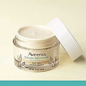 Aveeno Calm + Restore Oat Gel Facial Moisturizer Cream For Sensitive Skin Paraben-Free, 48g & Body Scrub 2fl oz Combo (FFP Packing)