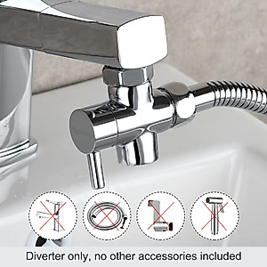Tecmolog Faucet Diverter Valve Brass Kitchen Sink Faucet Valve Splitter with Aerator and Male Threaded Adapter M22 x M24 Chrome, SBA021E