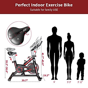 Exercise Bike Stationary Indoor Cycling Bike, Belt Drive with Heart Rate, Soft Adjustable Seat, 3 Modes Handlebar, Tablet Holder, 36LBs Flywheel Stable Quiet Smooth for Man Women Home Cardio Workout