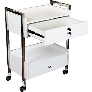 Supreme Medical Dental Mobile Utility Cabinet with Steel Frame and Two Drawer With One lockable Drawer cart