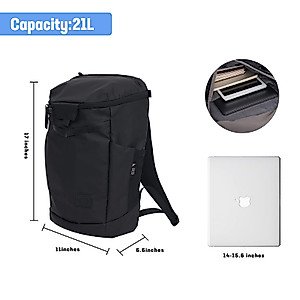 COTS Business Backpack, Water Resistant Anti-Theft Travel Casual Laptop Daypack 15.6 Inch Notebook, 21 Liters (Black)