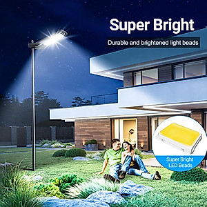 Upgraded Solar Street Lights Outdoor Waterproof Dusk to Dawn 5 Modes Motion Sensor Solar Security Light for Yard Parking Lot Garden (1 Pack)