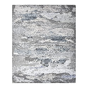 One of a Kind Hand Knotted Hand Made Wool Contemporary Contemporary Gray 8 x 10 Area Rug