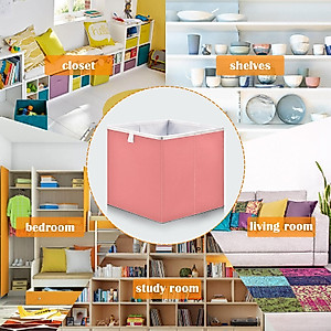 Joisal Light Coral Storage Boxes, Collapsible Storage Containers with Full Print Design for Home Organization, Closet Baskets and Bins for Shelves