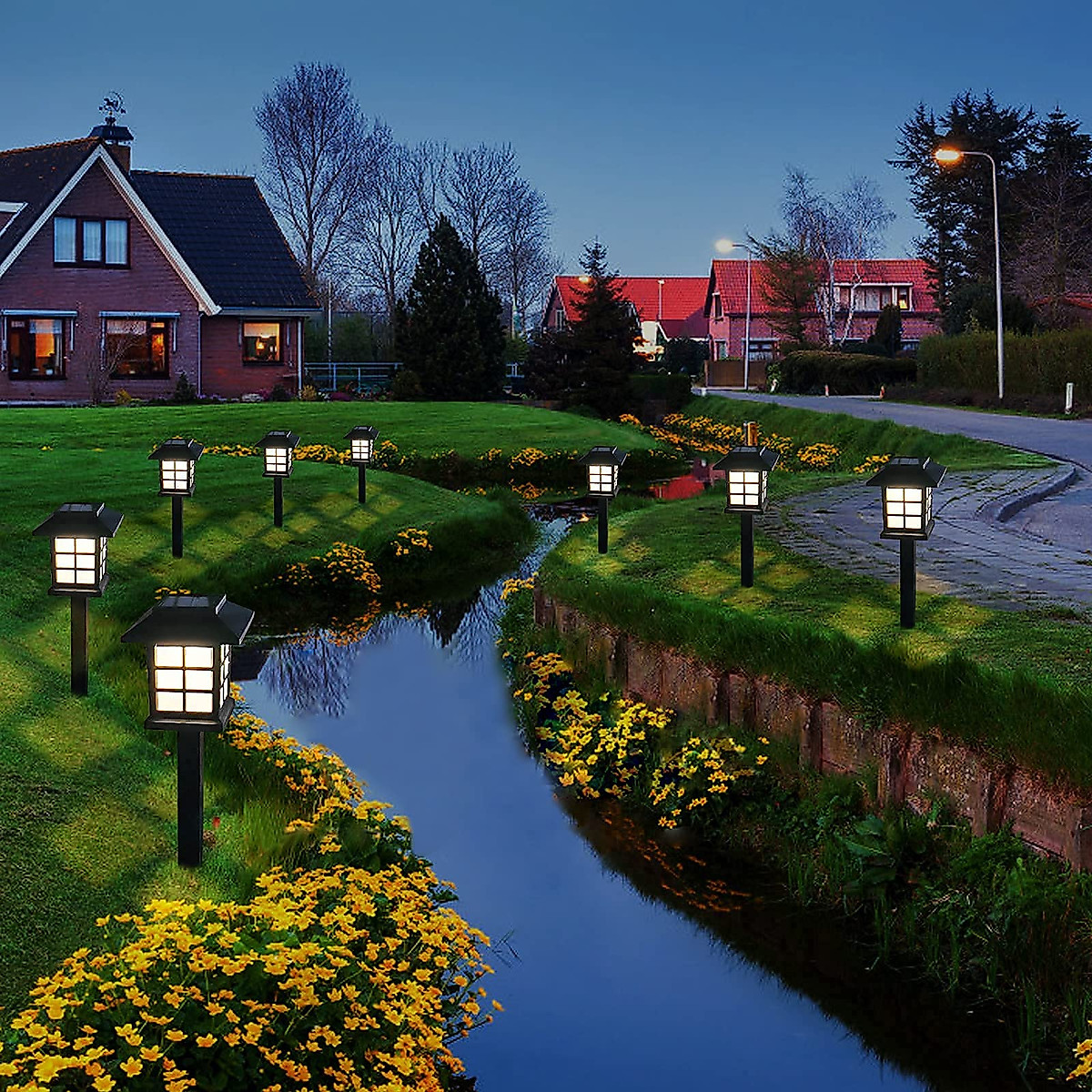 Anordsem 8 Pack Solar Lights Outdoor Pathway, Pathway Lights Solar Powered, Waterproof Pathway Solar Lights, Upgrade Solar Landscape Lighting for Walkway, Garden, Park, Sidewalk (Warm White)