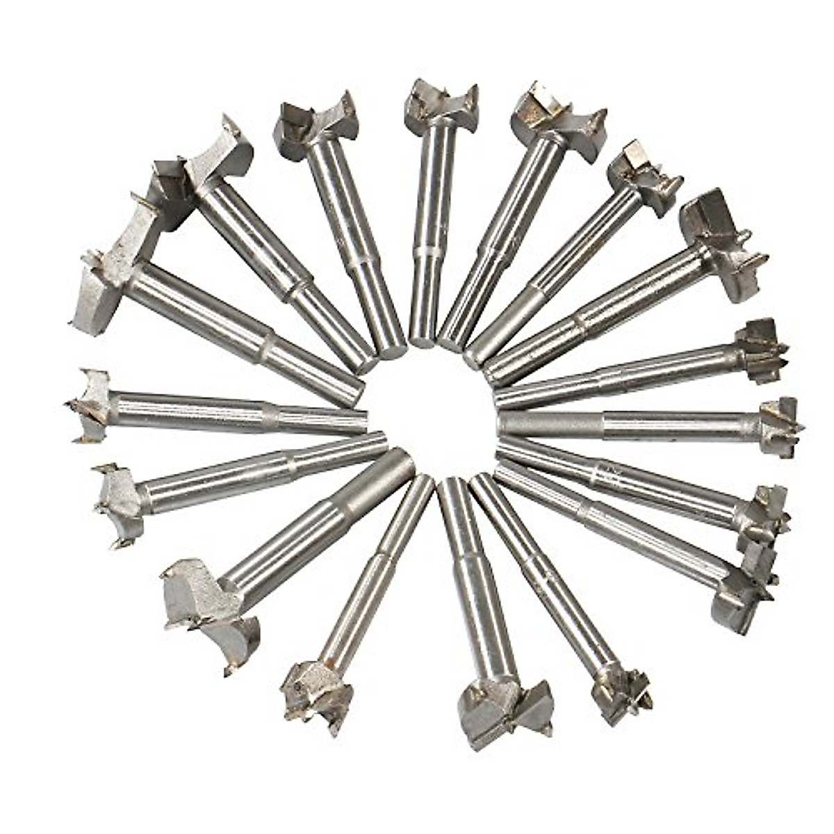 Woodworking Forstner Drill Bits Sets, HEHEINC 17 PCS Carbon High Speed Steel Wood Working Hole Cutter Titanium Coated Wood Boring Hole Drilling Sets with Round Shank 15mm-38mm