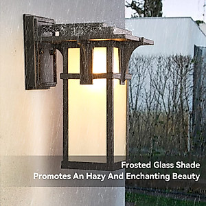 EERU Porch Lights Wall Mount Outdoor Wall Lantern Waterproof Aluminum with Frosted Glass Exterior Light Fixtures Modern Classic Outdoor Wall Lights for Outside House Deck Patio Garage Lighting, Black