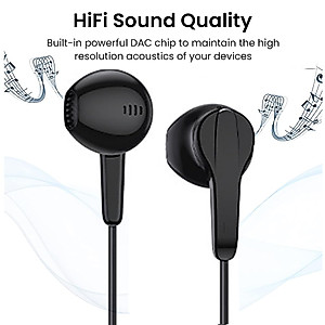 Kamon K544 USB-C Wired Earbuds, Magnetic in-Ear Earphones Headphone with Mic Tangle-Free Cord, Built-in DAC Chip, Powerful Bass & Crystal Clear Audio, for Mac, iPad Pro, Samsung Galaxy, Google (Black)