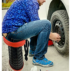 ISTOOL 2022 Upgraded- Retractable Stool, Collapsible Telescoping Folding Portable Stool for Fishing Traveling with High Load Capacity 400lbs for Adults Indoor Outdoor Activities (RED)