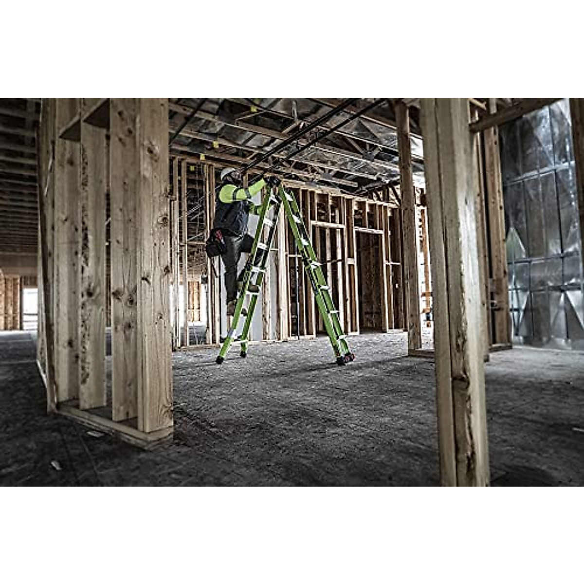 Little Giant Ladder Systems Conquest 2.0 All-Terrain, M17, 17ft, Multi-Position Ladder with Adjustable Outriggers, Fiberglass, Type 1A, 300 lbs Weight Rating, (17107-001)