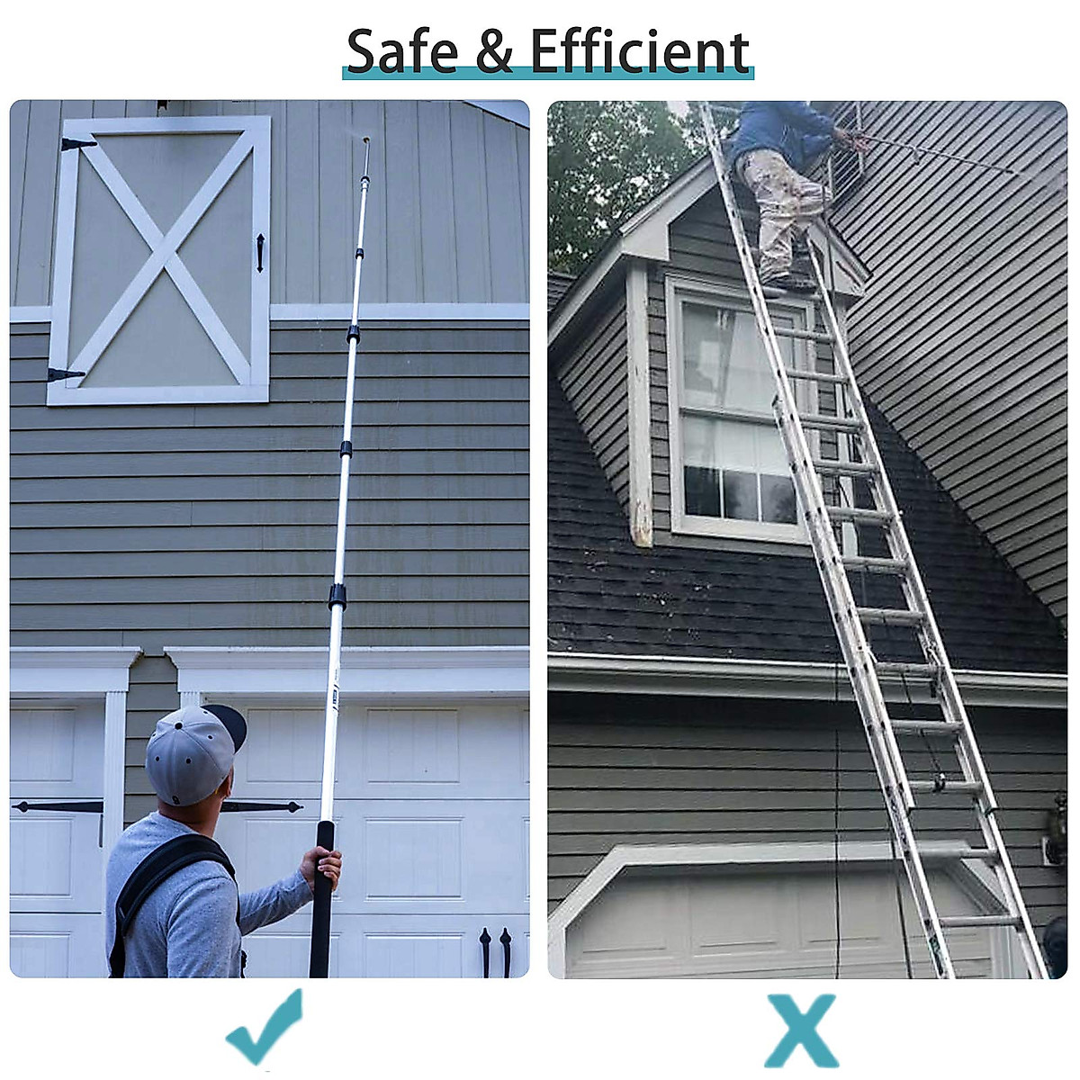 jOYjOB Pressure Washer Telescopic Wand Pressure Washer Extension Wand Power Washer Telescopic Spray Wand with Belt for 4000 PSI Power Washer Extension Lance, 18ft