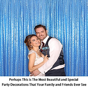 ShinyBeauty 4ft x 8ft Baby Blue Sequin Backdrop Curtain 2 Panels Sequin Wall Panel Backdrop Glitter Curtains Drapes or Parties Wedding Decoration