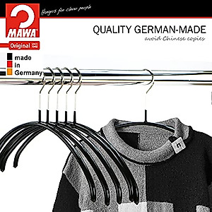 MAWA Euro Series Non-Slip Space Saving Clothes Hanger, Set of 10, Black Style 40/P, Pack of 10 (14118)
