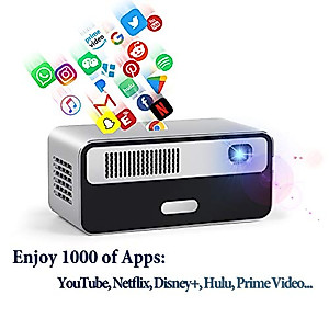Pocket Smart Mini Projector, HD Image with Wi-Fi Bluetooth, 300 ANSI Lumen, Battery Powered Portable Video Beam, Auto Keystone Mechanical Focus, HiFi Stereo, 100 Inch for Watching Anywhere