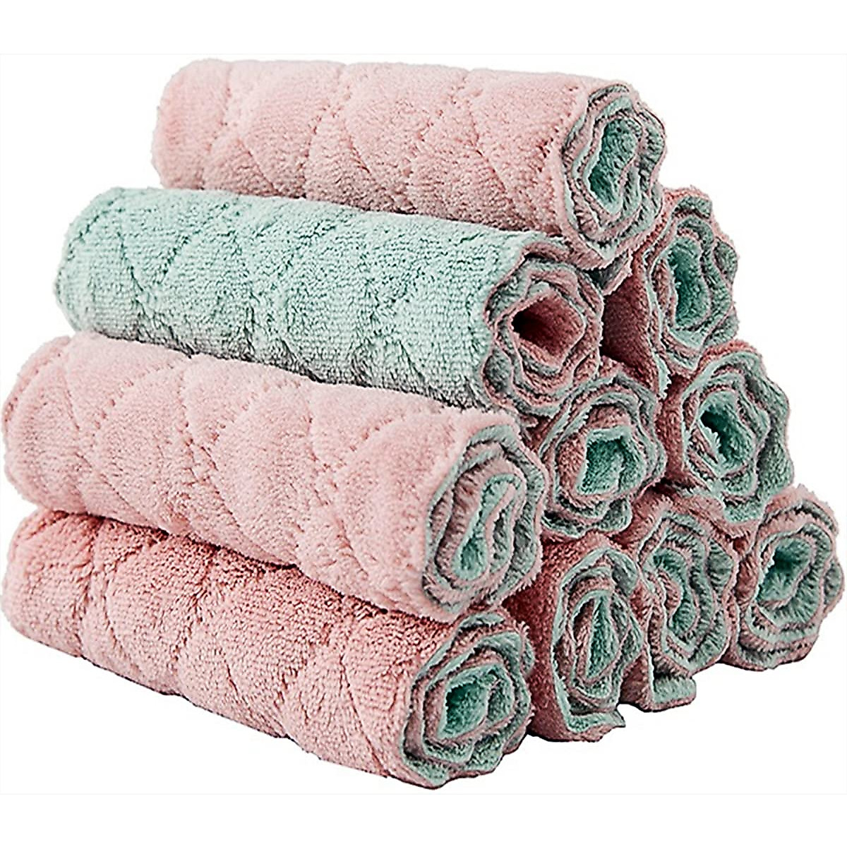 10 Pack Kitchen Cloth, Microfiber Dish Towels Washcloths, Super Absorbent Coral Velvet Dishtowels, Premium Cleaning Cloths,Non-Stick Oil Quick Dry Dish Towels, Soft Tea Towels, Table Cleaning Cloths.