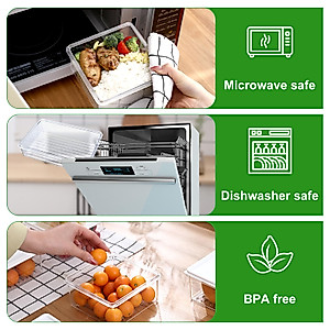 Bokelai 5 Pack Fridge Organizers Clear Food Storage Containers with Lids & Handle Cereal Containers Stackable Refrigerator Organizer Bins Reusable Idea for Pantry Kitchen Cabinet