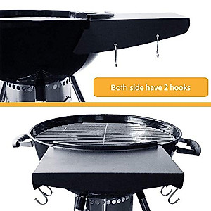 Grisun Grill Table Shelf - for Weber Kettle Grills 22 Inches, Side Table Shelf for Weber Master Touch, Original Kettle Charcoal Grill, Black Powder Coated Steel BBQ Table, Kettle Grill Accessories